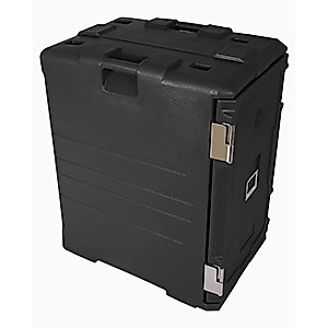 TABU 95QT End-Loading Insulated Food Pan Carrier, LLDPE Material Food Box Carrier with Double Buckles, Front Loading Portable Food Warmer with Handles (Black)