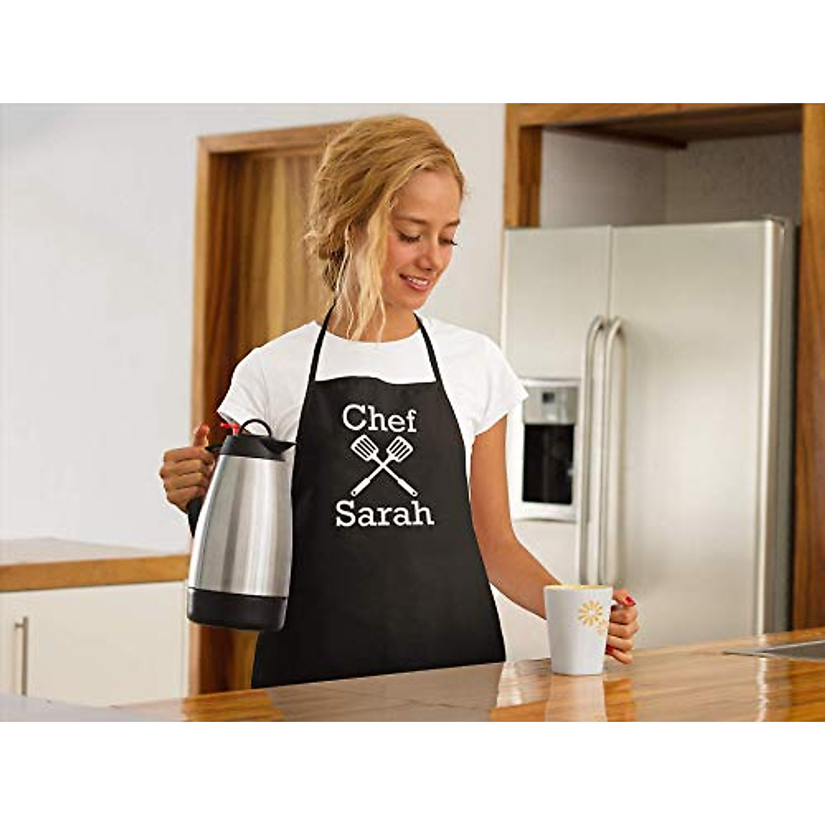 Personalized Chef’s Cooking Apron for Men (Black) Kitchen, BBQ Grill | Breathable, Comfortable Fabric | Funny Custom Designs, 2 Front Pockets | Machine Washable