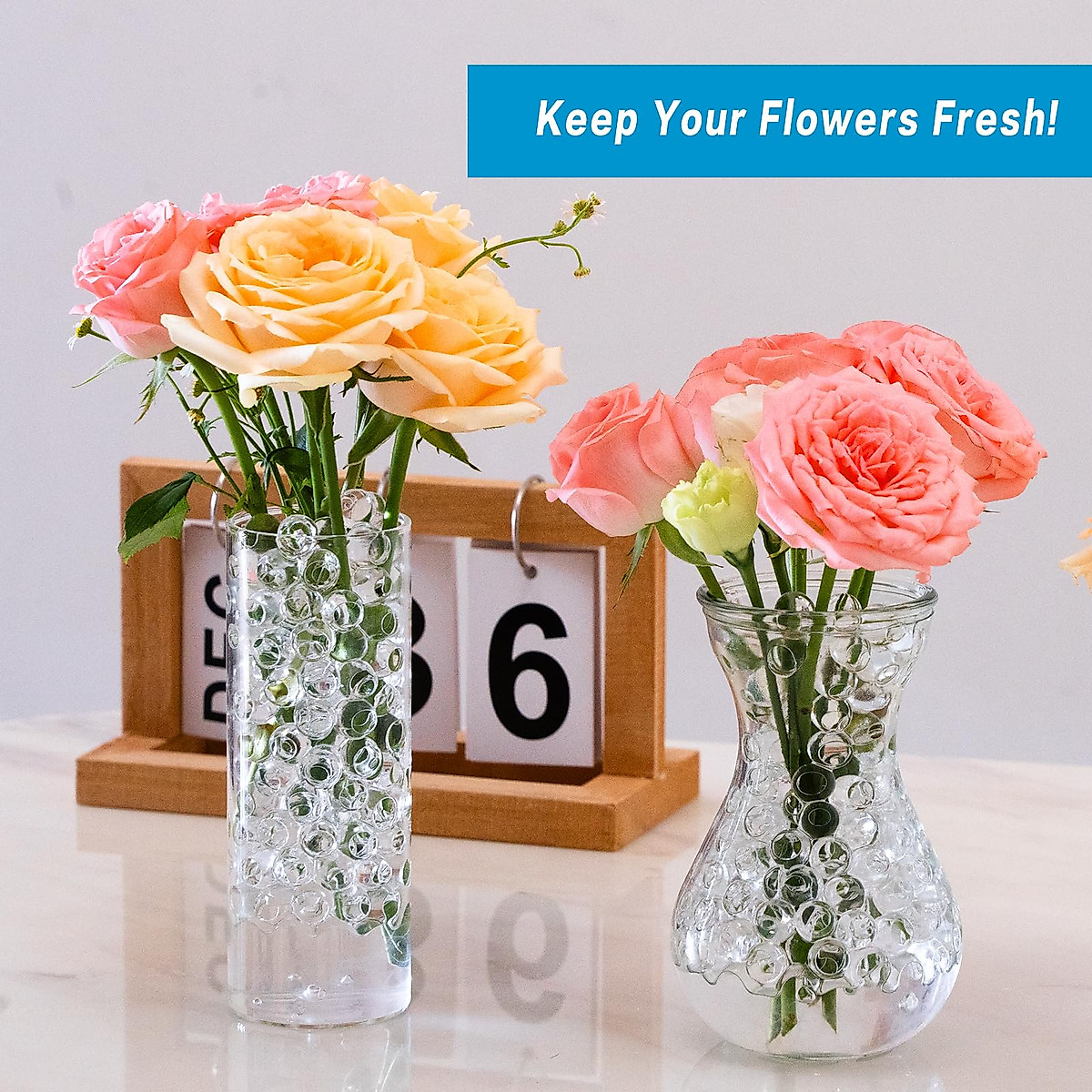 ORIKASO 140,000 Clear Water Beads for Vases,Transparent Water Beads, Vase Fillers for Floating Pearls, Floating Candle Making, Wedding Centerpiece, Floral Arrangement, Christmas Decoration