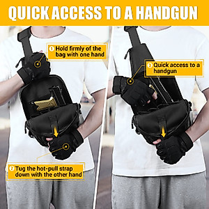 Pvnoocy Tactical Sling Bag Compact EDC Bag Concealed Carry Shoulder Bag Chest Pack for Range, Travel, Hiking, Hunting, Cycling, Outdoor Sports