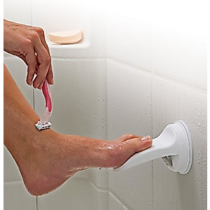 Safe-er-Grip Changing Lifestyles Shower Foot Rest, Non Slip Suction Cup Foot Rest Shower Shaving Leg Assist, Foot Stand for Shower, White