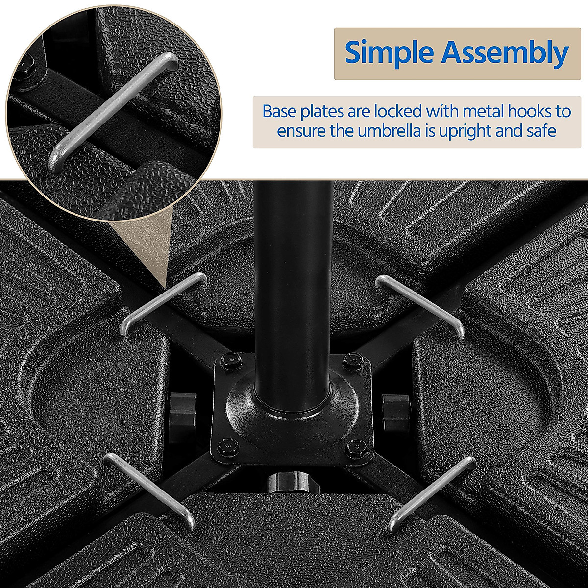 Yaheetech 4Pcs 13L Heavy Duty Offset Outdoor Umbrella Base Water & Sand Filled Cantilever Offset Patio Umbrella Base Stand, Black