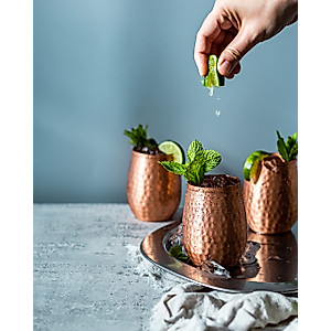 Kosdeg Copper Cups - 12 Oz set of 4 - A Unique Way To Enjoy Wine - The Perfect Pure Copper Tumbler for Water - Copper Drinking Cups Better Than Glasses or Plastic - Moscow Mule Copper Cup For Drinking