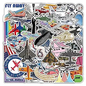 50pcs Airplane Stickers for Kids Scrapbook, Cute Aircraft Stickers Decals for Water Bottles, Transportation Stickers for Skateboard Helmet Luggage Bumper Laptop Bike Notebook
