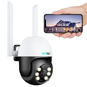 SV3C Solar Wireless Security Camera Outdoor, HD 1080P PTZ Home WiFi Camera, 360 Rotate, Smart PIR Motion Detect, Floodlight Color Night Vision, Two Way Audio, Waterproof, App Alerts, SD Card or Cloud