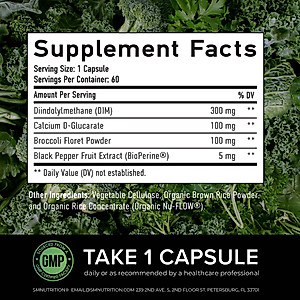 DIM 300mg for Men, Estrogen Blocker & Aromatase Inhibitor | Extra Strength Men’s Hormone Balance & Wellness Support Supplement with Diindolylmethane Plus CDG & Sulforaphane | Gluten-Free | 60 Ct.