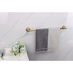 TocTen Bath Towel Bar - Thicken SUS304 Stainless Steel Towel Rack for Bathroom, Retro Style Bathroom Hardware Accessories Towel Rod Heavy Duty Wall Mounted Towel Holder (24 Inch, Gold)