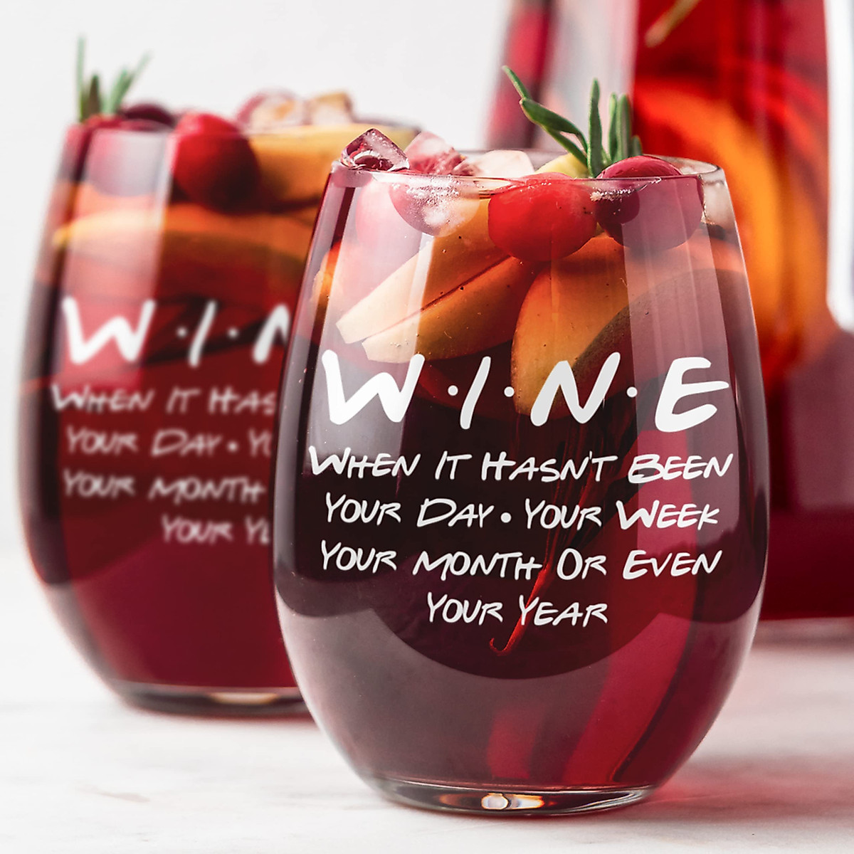 Best Friends Funny Stemless Wine Glass Wine Tumbler Drinking Glass 17 Oz with Funny Sayings For Women & Men