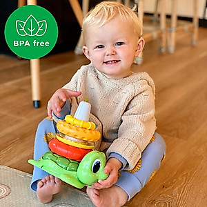 Move2Play, Turtle Ring Stacking Toy, Gift for 1 Year Old Boys & Girls, Baby Toys, 6 to 12 Months, Ages 0-6+, 9, 10, 18+ Months