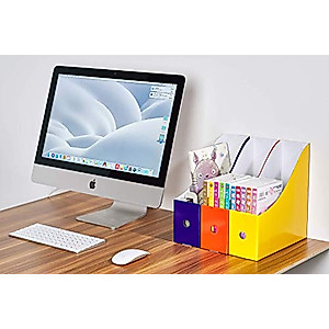 Magazine File Holder, Folder Holder, Magazine Organizer, Book Bins, Set of 6, Multi-Color