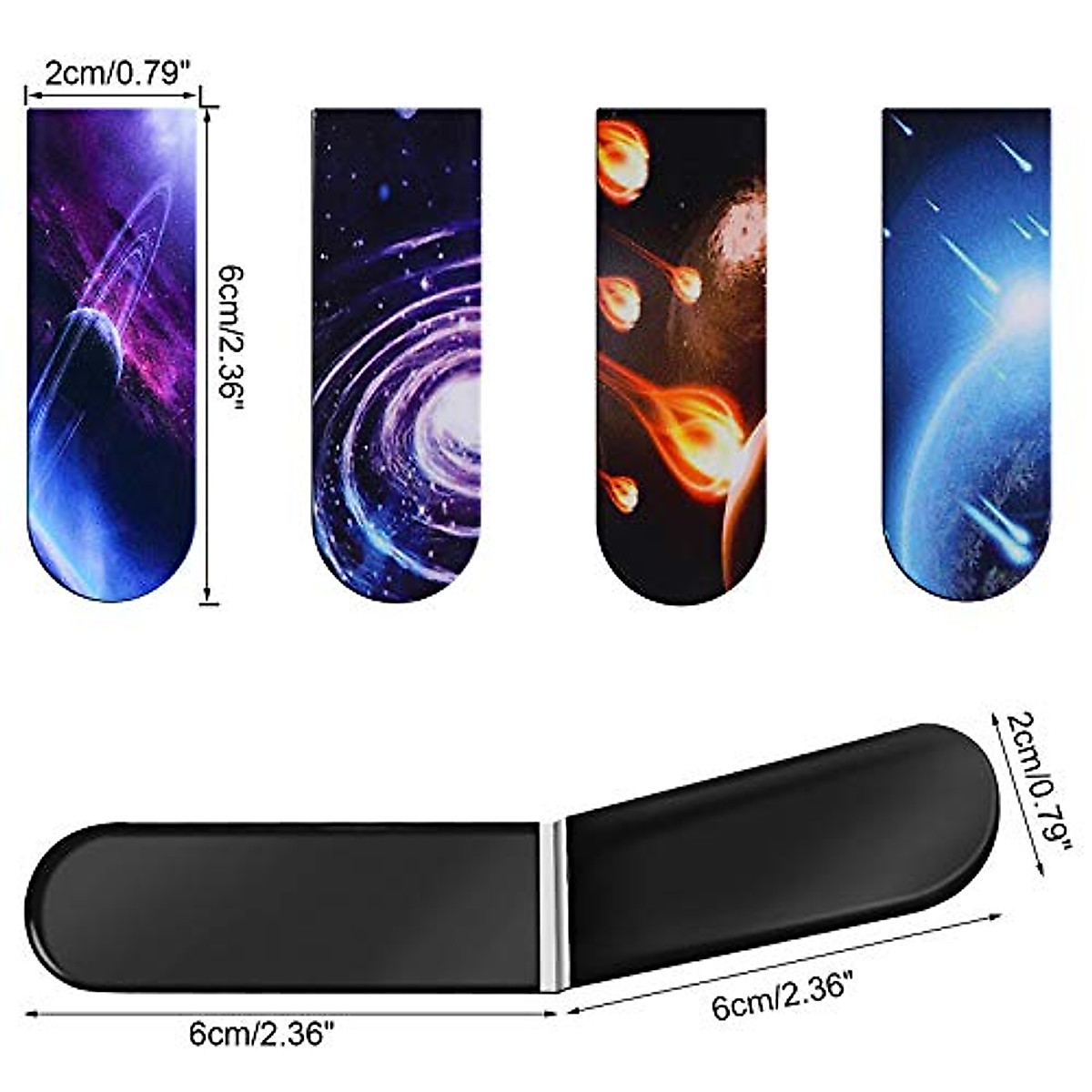 30 Pieces Universe Galaxy Magnetic Bookmark,MWOOT Starry Sky Magnet Page Book Markers Set ,Assorted Magnetic Page Clips Bookmarks for Students Reading(2x6cm,30 Styles)