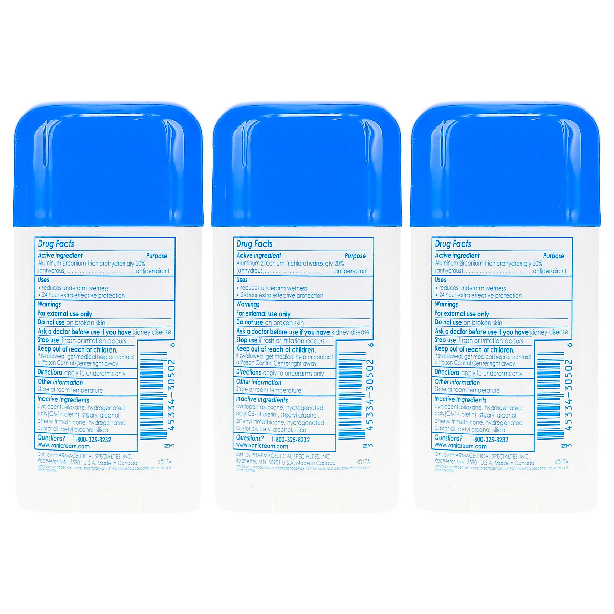 Vanicream Anti-Perspirant - Deodorant Clinical Strength For Sensitive Skin, 2.25 Oz Pack of 3