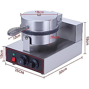 Commercial Electric Waffle Maker 1400W Nonstick Waffle Machine with Temperature and Time Control Stainless Steel Waffle Bake Machine for Bakery Home and Kitchen Restaurant Leisure Snack Bar A (Size :