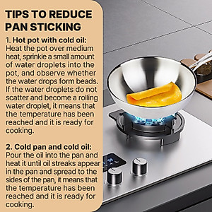 Dr.HOWS ESSENTIAL Tri-ply Stainless Steel Wok Pan, Kitchen Woks & Stir-fry Pans with Lid, Works on Induction, Dishwasher and Oven Broiler Safe, Cooking Frying Pan, Silver (11" wok with lid)