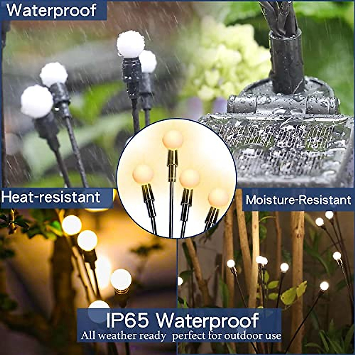 Elitecran Solar Garden Lights, 1 Pack 8 LED Solar Firefly Lights, IP65 Solar Landscape Light, Swaying Decorative Lights for Garden Yard Patio Path for Halloween Christmas (Warm Light, 1 Pack)