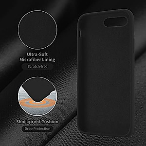 Cordking iPhone 8 Plus Case, iPhone 7 Plus Case, Silicone Ultra Slim Shockproof Phone Case with [Soft Anti-Scratch Microfiber Lining], 5.5 inch, Black