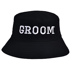 2PCS Bride Groom Bucket Hats Bachelor Bachelorette Party Decorations Bridal Honeymoon Travel Newlywed Gifts White Black