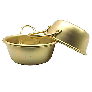 GARASANI 2 Pack Korean Traditional Wine Bowls, Korean Wine Bowl, Hiking Soup Dish, Aluminum, Yellow (4.7 inches)