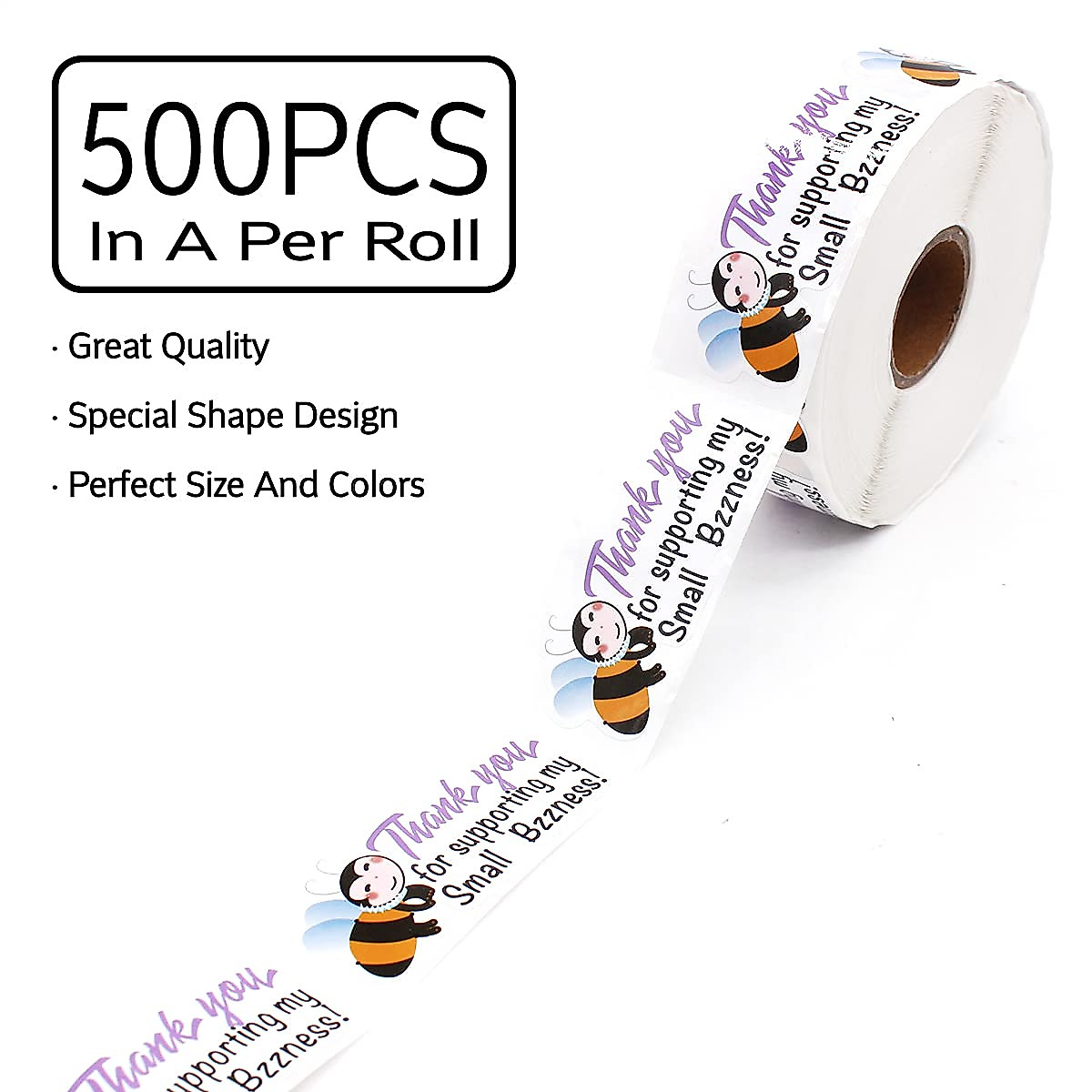 Thank You for Supporting My Small Bzzness Stickers,Thank You Stickers,Handmade Stickers,Small Shop Stickers,Envelopes Stickers for Small Business, Online Retailers,Handmade Goods,500 Labels Per Roll