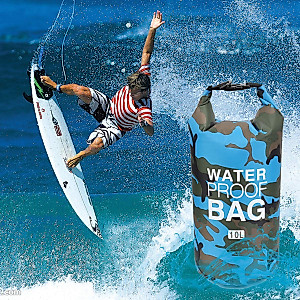 Waterproof Dry Bag 2L/5L/10L/15L/20L/30L, Roll Top Sack Keeps Gear Dry for Kayaking, Rafting, Boating, Swimming, Camping, Hiking, Beach, Fishing with Free Waterproof Phone Case (Light Blue, 10L)