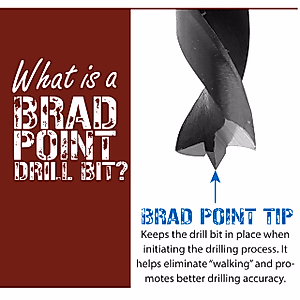 Fulton 12 inch Extra Long Brad Point Drill Bit Set with 7 Total Drill Bits • Ideal for Wood • PVC • Resin • Composite • MDF and Drywall (Sheet Rock) Materials