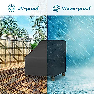 iCOVER Patio Chair Cover, 210D Lightweight Waterproof Cover for Deep Seat Armchair Lounge, Buckles Drawstring Design
