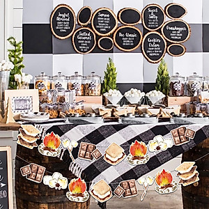 Sursurprise S’mores Party Decorations, 2Pcs S’mores Party Banners for Camping Campfire Camper Birthday Baby Shower Party Supplies