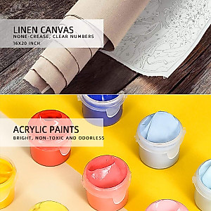 ifymei Paint by Numbers for Kids and Adults Beginner, DIY Gift Canvas Painting Kits for Boys and Girls, 16x20 Inch Colorful Dinosaurs [Without Frame]