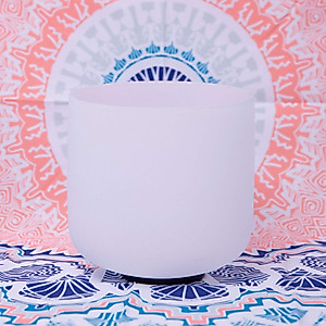 ENERGYSOUND A note 3rd Eye Chakra Frosted Quartz Crystal Singing Bowl 7 inch mallet & o-ring included