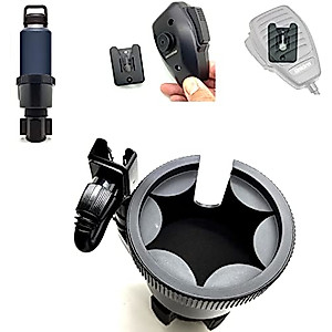 LycoGear Adjustable Car Drink Cup Holder Organizer Expander Mount w/Universal Ham CB Radio Microphone Mic Hanger Holder for ThermoFlask Coleman Yeti Hydro Flasks Nalgenes Camelbak Insulated Tumbler