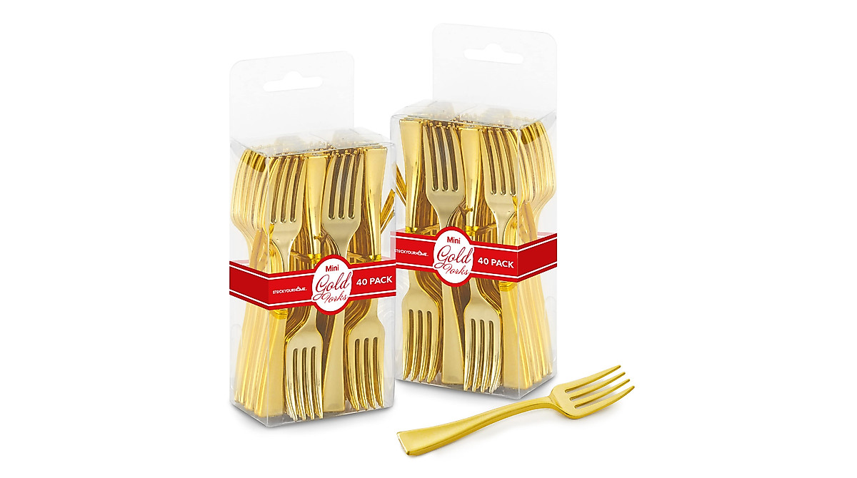Gold Mini Forks 4 Inch - Elegant Disposable Appetizer Utensils
