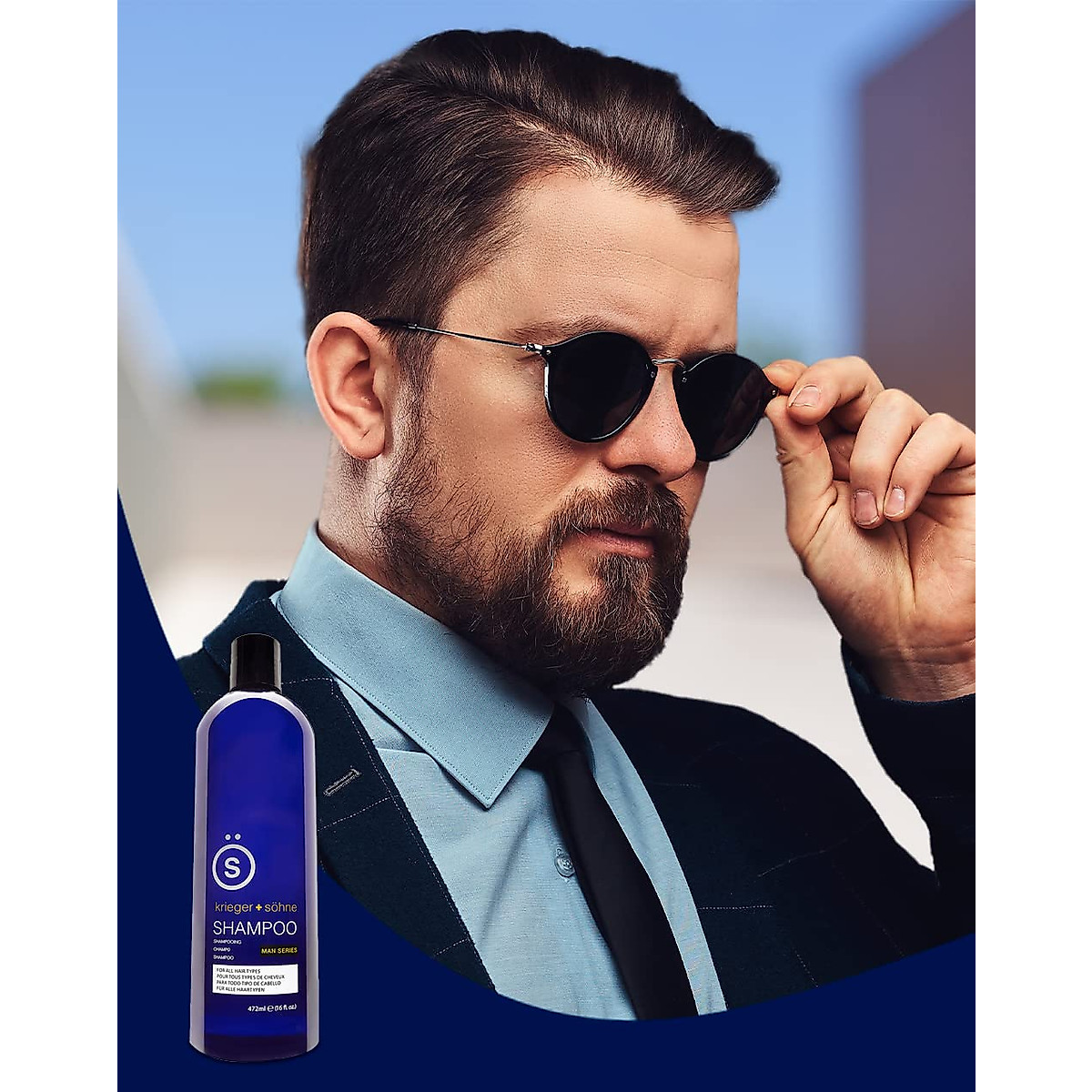 Krieger + Shne Shampoo for Men - 16oz (1 Bottle) Invigorating Shampoo with Tea Tree Oil & Peppermint Oil, Paraben Free Formulated to Heal Dry Scalp, Dandruff, and Prevent Hair Loss