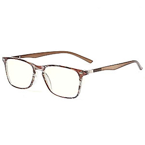 JOSCHOO Computer Reading Glasses Blue Light Blocking Readers Men and Women Glasses of Reading (Brown Stripe, 0.0)