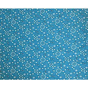 Bandana Turquoise Poly Cotton 58 Wide Fabric by The Yard (F.E.