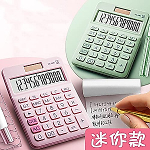 MJWDP 12 Digit Desk Solar Calculator Large Buttons Financial Business Accounting Tool Big Buttons Avocado Green for School Student (Color : A)