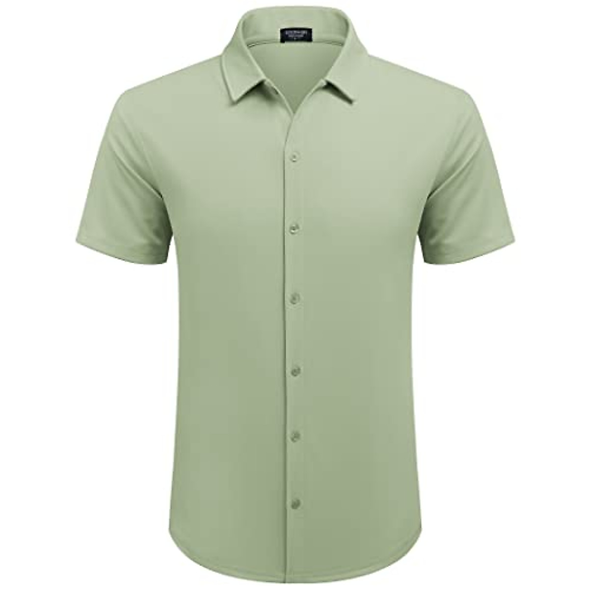 COOFANDY Mens Shirt Button Down Wrinkle Free Casual Stretch Dress, Light Green, Large, Short Sleeve