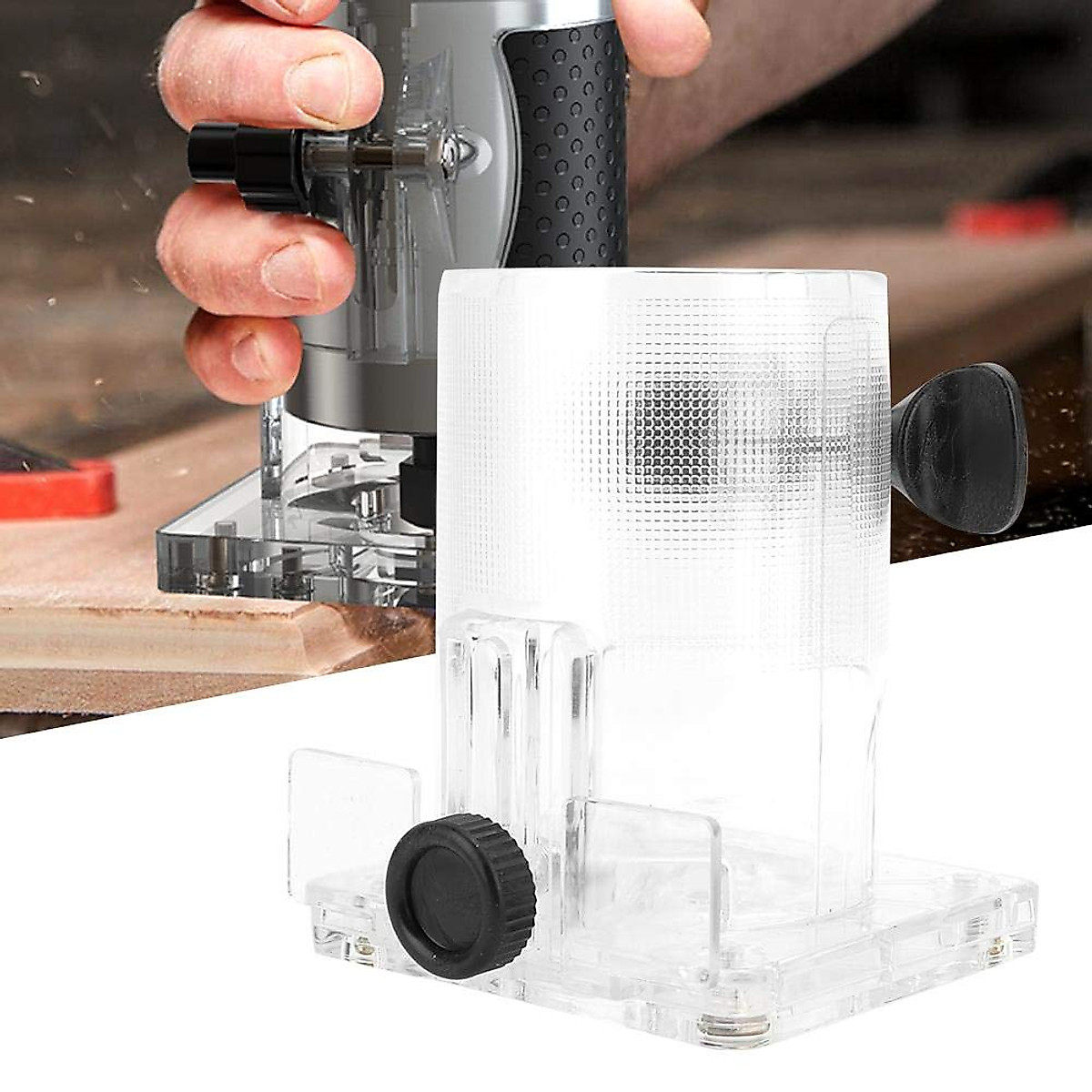 Trimmer Base, Woodworking Trimmer Router Transparent Plastic Base Power Tool Protective Accessory(Thickened)