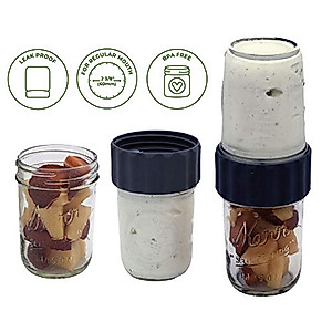 2-in-1 Lid for Connecting Two Regular Mouth Jars by Mason Jar Lifestyle (2 Pack)