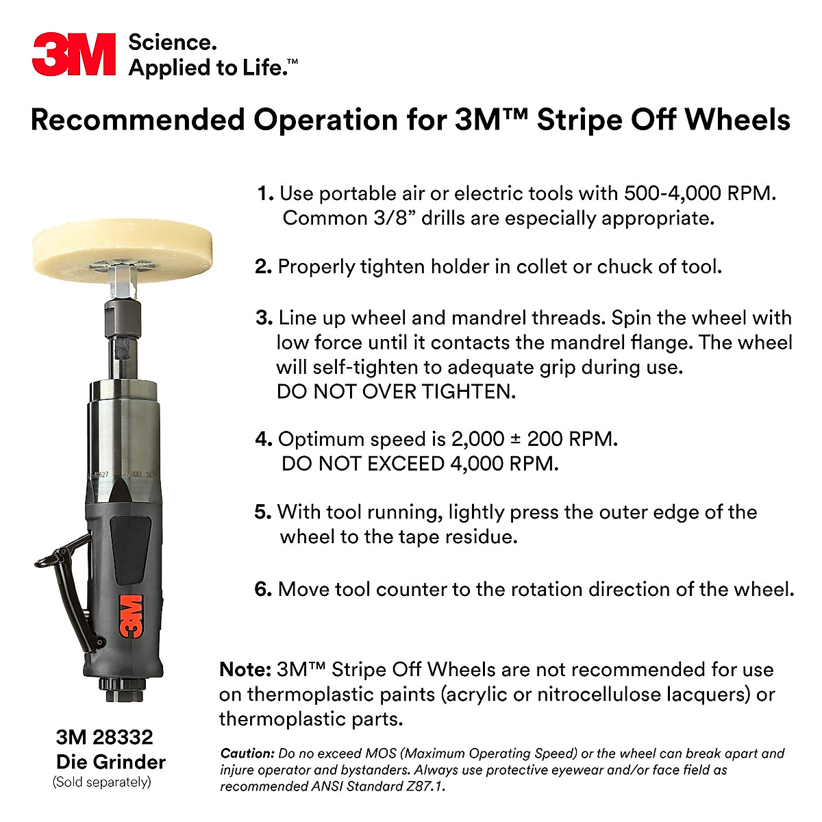 3M Stripe Off Wheel – Adhesive Remover – Eraser Wheel – Removes Decals, Stripes, Vinyl, Tapes and Graphics – 4” diameter x 5/8” thick – 07499 – Pack of 1