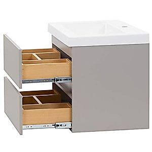 Spring Mill Cabinets Innes 24 Inch Floating Bathroom Vanity with White Single Sink Top, 2 Soft-Close Drawers, 24.5" W x 18.75" D x 22.25" H, Gray