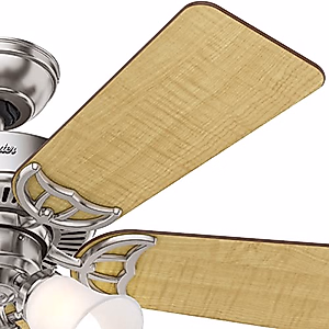 Hunter Fan Company, 51011, 42 inch Southern Breeze Brushed Nickel Ceiling Fan with LED Light Kit and Pull Chain