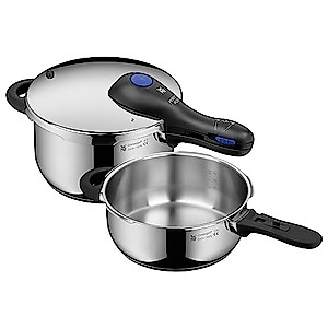 WMF Perfect Plus – Set with Quick Cooker Diameter 22 cm Diameter of 4 Litres and a Half + Body 3 Litres with Flame Protection, Cromargan Stainless Steel for Induction