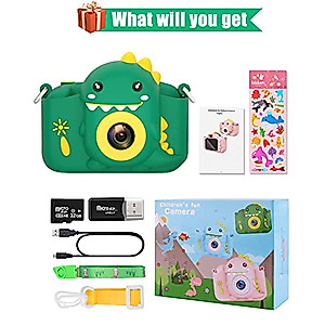 Kids Camera for Boys Girls Toddlers Childrens 3-8 Years Old Christmas Birthday Gifts Toys Selfie Digital Dual Camera with 32GB Card