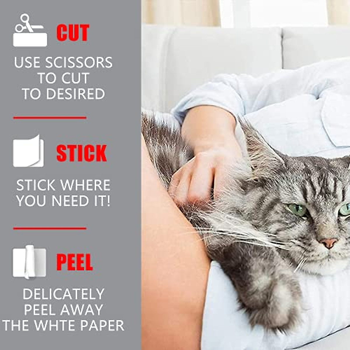 Multiple Sizes (3X30 Yards) Cat Training Tape, Double-Sided Cat Tape,Anti Cat Scratch Tape,cat Deterrent Tape,100% Transparent Clear,Stop Cats Scratching Your Couch, Doors Carpet, Furniture