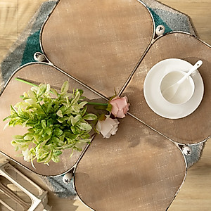 DOEWORKS Modern Four-Leaf Clover Shaped End Table, Vintage Living Room Coffee Table, Wood Sofa Side Table for Bedroom,Kitchen, Cafe