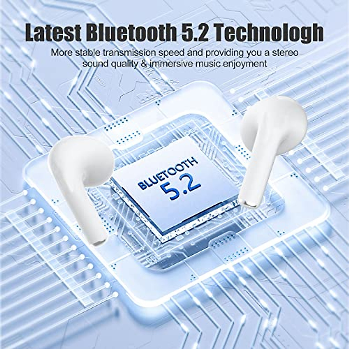 OHILE Wireless Earbuds, HiFi Stereo Earphones Bluetooth 5.2 Headphones, Automatic Noise Reduction, Auto Pairing Mini Earbuds 30 hrs Playtime with Charging Case for Sports/Work/Home/Office