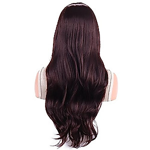 AneShe Wigs 28 Inch 70cm Long Curly Wavy Hair Wig Heat Resistant Cosplay Wig with Wig Cap (Dark Brown)