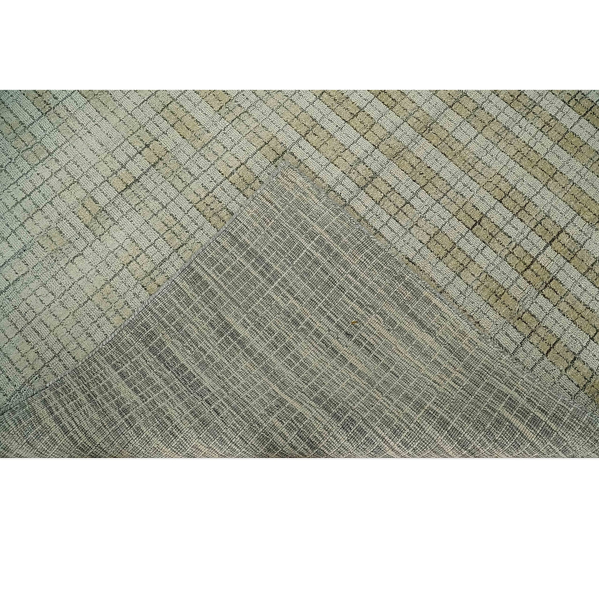 Artisan's Arc Checkered Scandinavian Hand Made Blended Wool Flatwoven Area Rug, Camel, Beige and Gray, 8x10 | KE16810