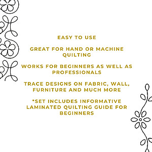 Quilting Stencils for Machine and Hand Quilting - 2 Quilting Stencils for Border Patterns - Ginger Flower Border, Flower Plastic Quilt Stencil Set with Guide
