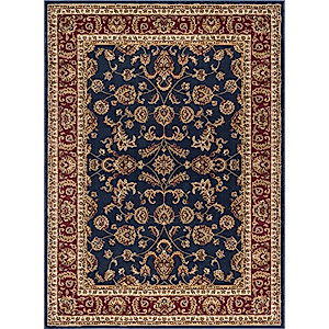 Sariya Transitional Oriental Navy Rectangle Area Rug, 8' x 10'